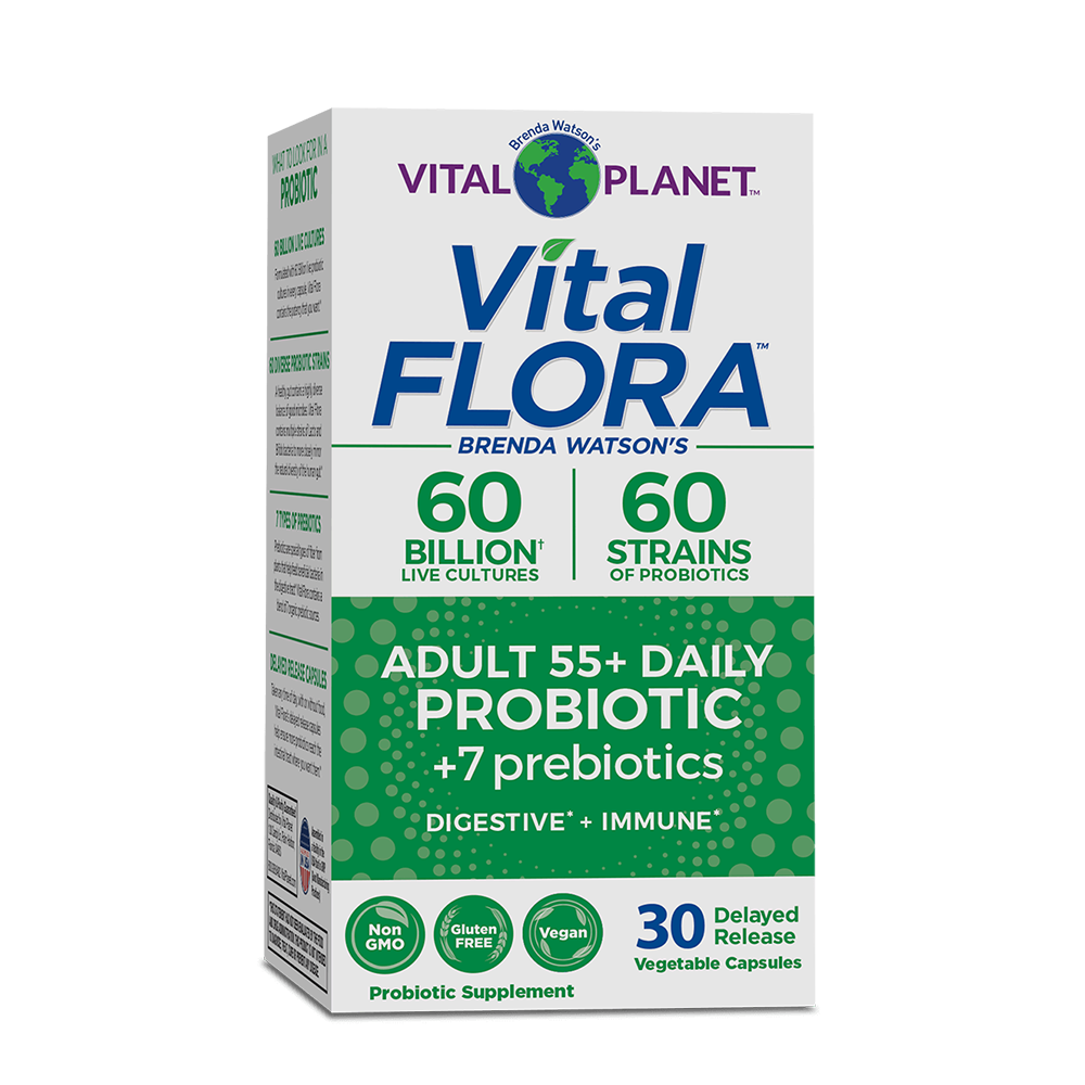 Vital Planet- Vital Flora Pro- Adult 55+ Daily Probiotic and Prebiotic ...